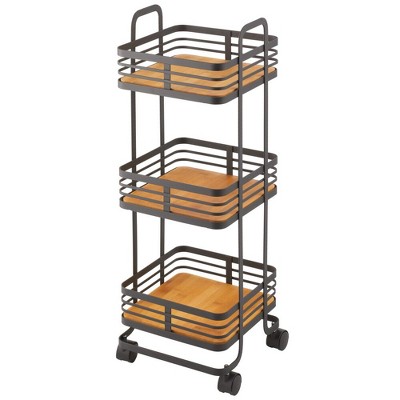 Mdesign 3-tier Square Rolling Household Storage Cart, 4 Wheels : Target