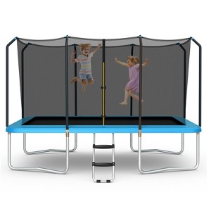 Gymax 8x14FT Rectangular Outdoor Trampoline w/ Safety Enclosure Net ...