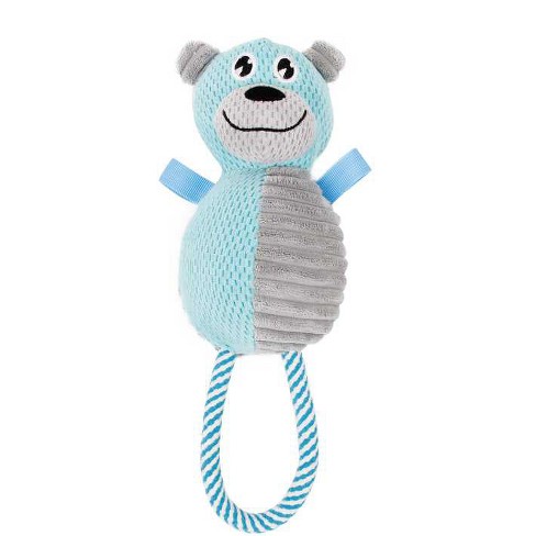 Pet Life Huggabear Natural Jute Squeaking And Tug Plush Dog Toy, Blue ...