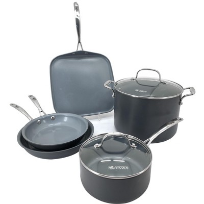 Commercial Chef 7-piece Ecopan Cookware Set, Hard Anodized Aluminum ...