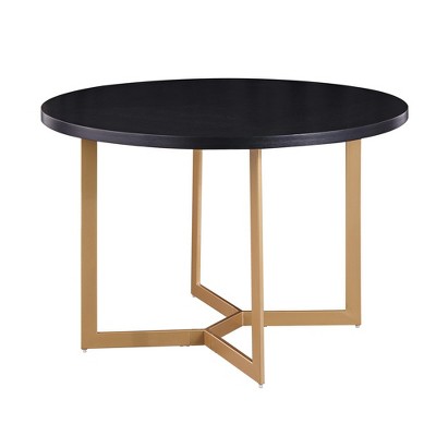 Black Wood Round Dining Table Modern Luxury Pedestal Table With Marble ...