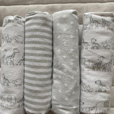 Flannel Baby Blankets Two By Two 4pk - Cloud Island™ Gray : Target