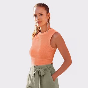 Women's Ribbed Tank Top - Lascana - Peach Solid 8/10 : Target