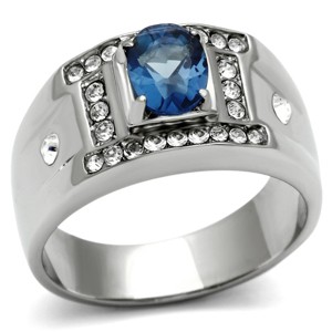 Slickblue Men’s Montana Synthetic Glass Ring, Polished Stainless Steel ...