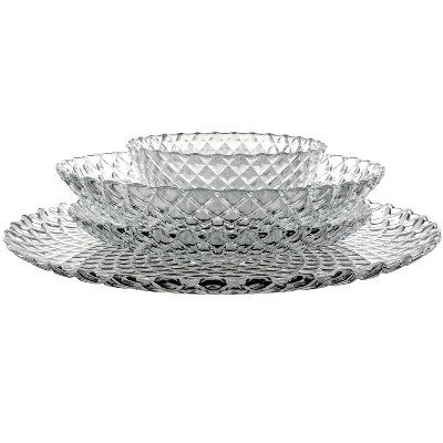 Gibson Home 12 Piece Apple Delight Textured Glass Dinnerware Set In ...