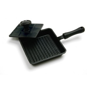 Norpro Pre-Seasoned Cast Iron Mini Panini Pan with Press, Black : Target