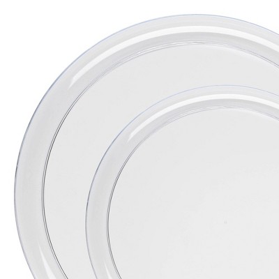 Smarty Had A Party Clear Flat Round Disposable Plastic Dinnerware Value ...