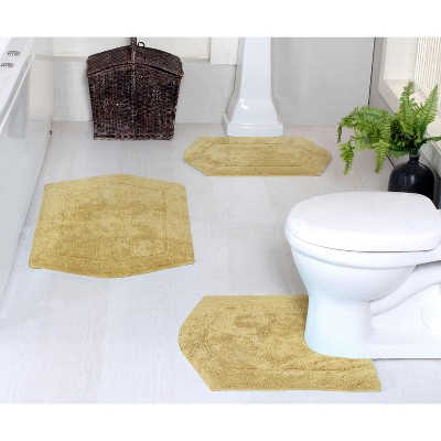 Set Of 3 Waterford Collection Yellow Cotton Tufted Bath Rug Set - Home ...