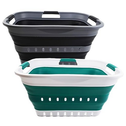 Sammart Set Of 2-30l (8 Gallon) Collapsible Plastic Laundry Basket : Target