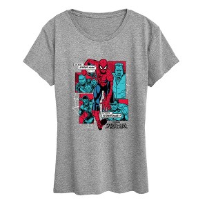 Women's Spider-Man Villian Comic Book Panels Short Sleeve Graphic T ...