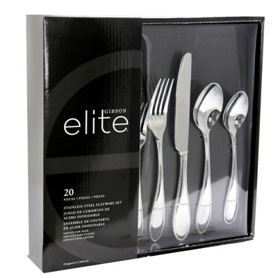 Gibson Elite Ambassador 20 Piece Stainless Steel Flatware Set : Target