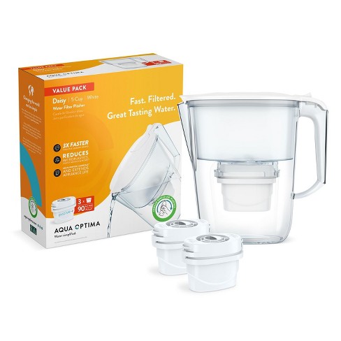 Aqua Optima 5-cup Water Filter Pitcher Bundle, 3 Evolve+ Filters ...