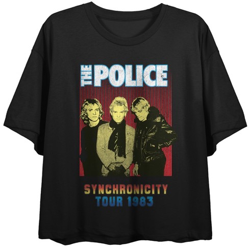 The Police Synchronicity Tour Crew Neck Short Sleeve Women's Black Crop ...