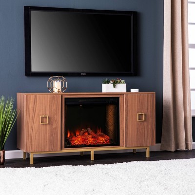 Amboros Color Changing Fireplace With Media Storage Black - Aiden Lane ...
