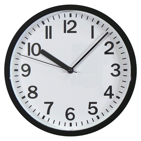 9" Round Wall Clock Black - Room Essentials™: Modern Analog Indoor ...