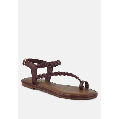 Stallone Burgundy Braided Flat Sandals : Target