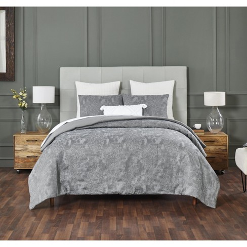 Vincent Collection 100% Polyester Queen Comforter Set In Gray : Target