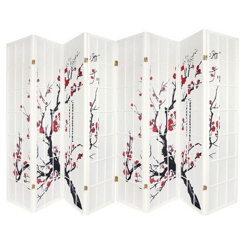 8 Panel Room Divider Privacy Screen Panel Blossom Shoji Design White ...