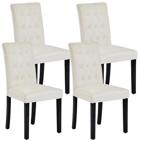Vecelo Upholstered Dining Chairs Set Of 4 Button Tufted High Back ...