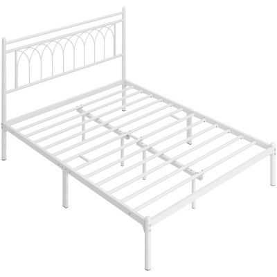 Yaheetech Modern Metal Platform Bed Frame with Headboard, White(Queen ...