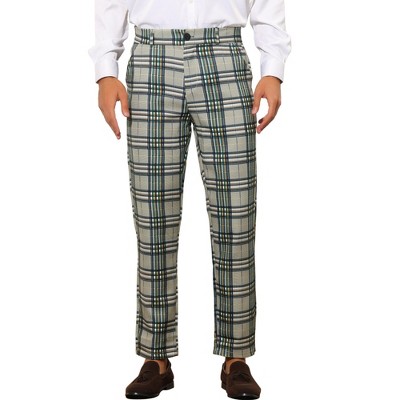 Lars Amadeus Men's Plaid Pattern Flat Front Checked Dress Pants 2 Packs ...