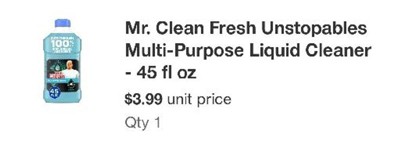 Mr. Clean Fresh Dilute Unstopables Multi-surface Cleaner - 41 Fl Oz ...