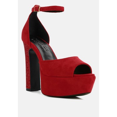 Beaty Red Rhinestones High Block Heeled Sandals : Target