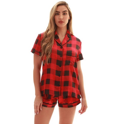 Just Love Solid Satin Pajama Short Set For Women Sleepwear Pjs (red ...