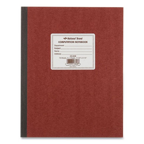 National Computation Notebook, Quadrille Rule (4 Sq/in), Brown Cover ...