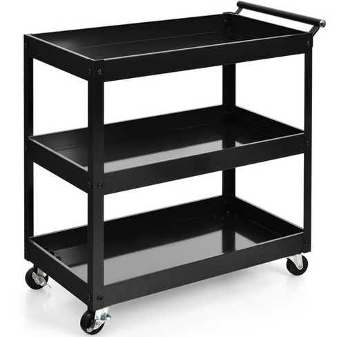 Costway 3-tier Utility Cart Metal Mental Storage Service Trolley 330lbs ...