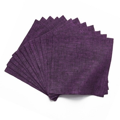 Solino Home Linen Cocktail Napkins Grape Set Of 12, 6 X 6 Inches ...