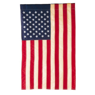 Evergreen Patriotic American Flag Tea Stained Garden Applique Flag 12.5 ...