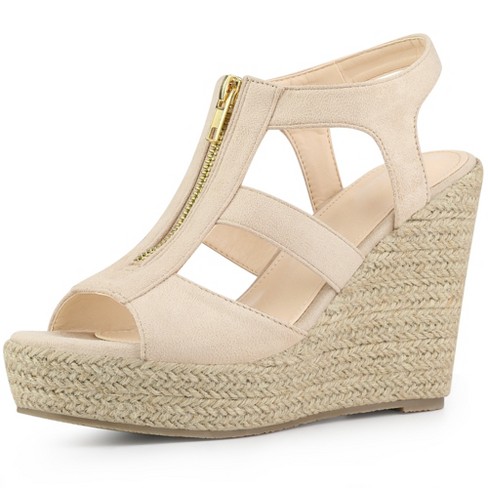 Allegra K Women's Platform Heels Slingback Zipper Wedge Sandals : Target
