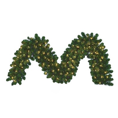 Kurt Adler 9-foot Pre-lit Warm White Led Grand Fir Garland : Target