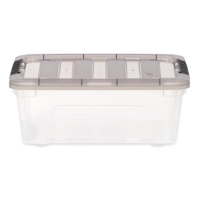 Hefty 40qt Clear Plastic Storage Bin With Gray Hi-rise Stackable Lid ...