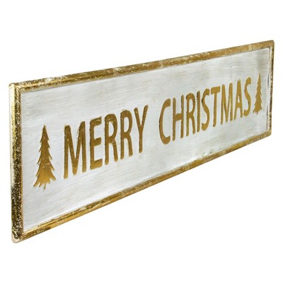 Northlight 48" Metallic Gold Merry Christmas Metal Wall Sign : Target