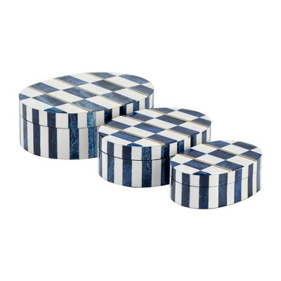 Olivia & May Set Of 2 Mother Of Pearl Box With Hinged Lid Blue ...