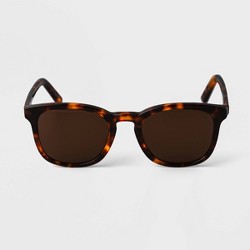Men's Tortoise Shell Print Square Sunglasses - All In Motion™ Black ...