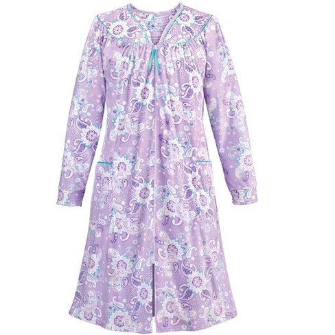 Collections Etc Soft Paisley Zip Front Long-sleeve Robe With Front ...