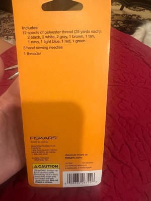 Fiskars 12pc Hand Sewing Thread: Sewing Kit With Needles, Polyester ...