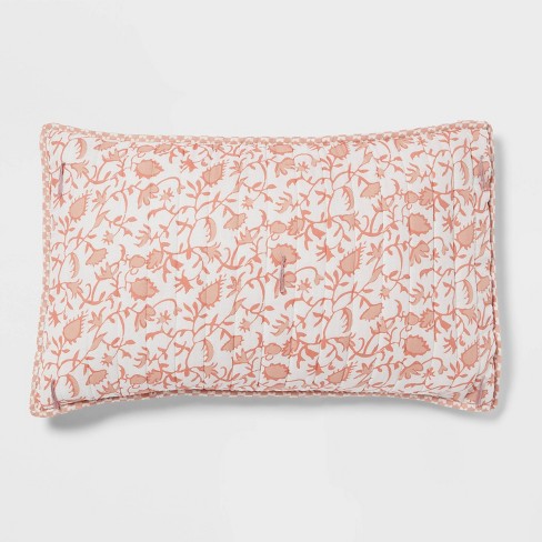 King Earthy Vines Quilt Sham Ivory/melon Pink - Threshold™: Cotton ...