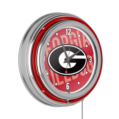 University Of Georgia Wordmark Retro Neon Wall Clock : Target