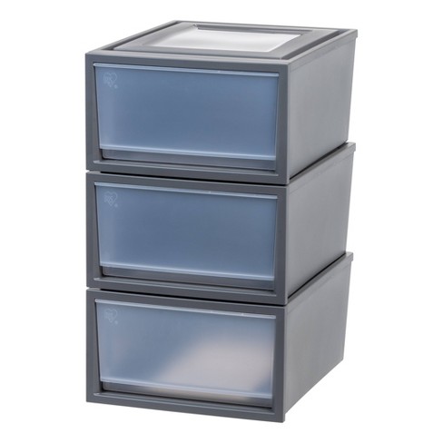 Iris 3pk Stacking Chest Drawer Gray: Stackable Utility Storage Drawers ...