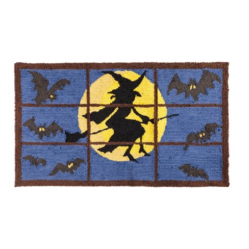 Evergreen Indoor/outdoor Halloween Flying Witch Hooked Accent Rug : Target