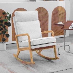 Nicbex Boucle Fabric Glider Rocking Chair,upholstered Nursery Rocking ...
