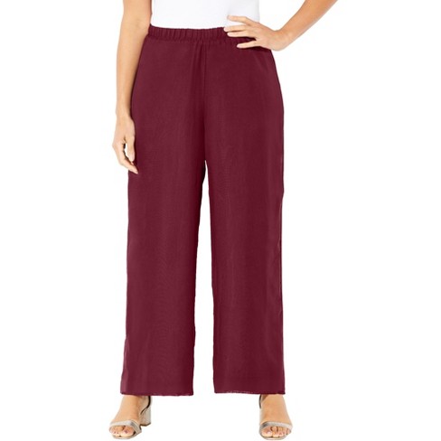 Catherines Women's Plus Size Cocktail Pant - 20 W, Rich Burgundy : Target