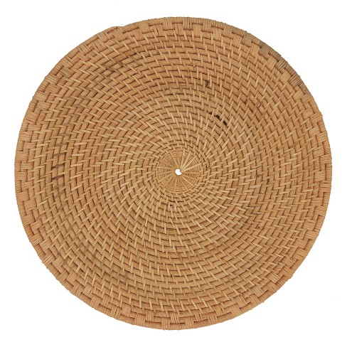 Saro Lifestyle Woven Rattan Table Mats (set Of 4), Caramel, 15" Round ...