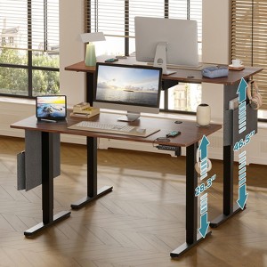 Bestier 55" Standing Computer Desk with Charging Station, Height ...