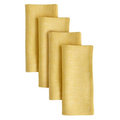 Solino Home Linen Dinner Napkins Chambray Lemon Yellow Set Of 4, 20 X ...