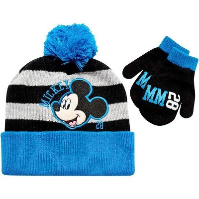 Disney Mickey Mouse Boys' Winter Hat & Mittens Set, Toddlers Ages 2-4 ...